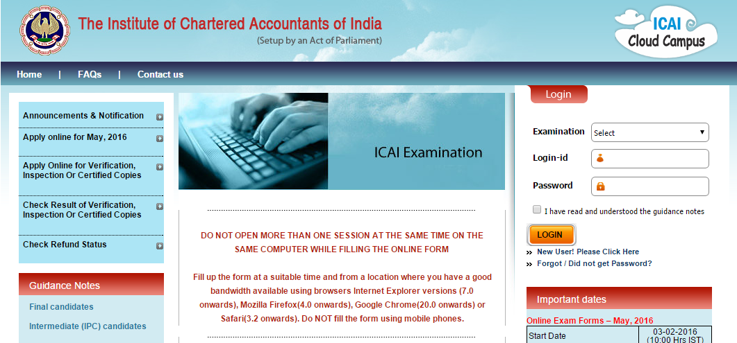 CA Final IPCC Exam Form March 2024: Application procedure @ icaiexam ...