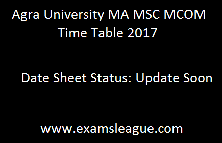 Agra University MA MSC MCOM Time table 2019 Previous & Final Year at dbrau.org.in