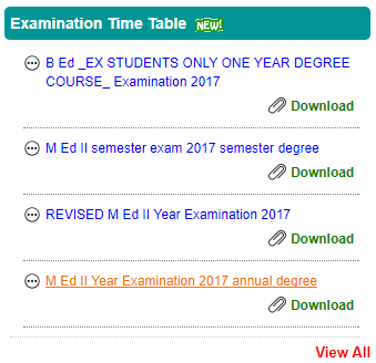 Kota University BA BSc BCom Time Table 2020 Part 1st 2nd 3rd / Final Year
