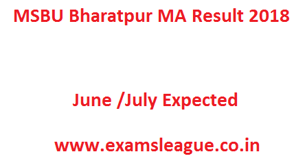 MSBU Bharatpur MA Result 2018 Final Year Exam Result NC/Regular