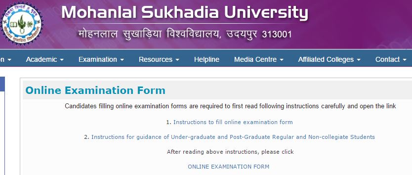 MLSU BA 1st Year Online Exam Form 2019 BA Part 1 Exam Fee & Dates