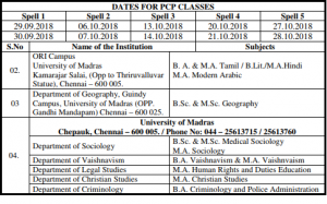 Madras University Time Table 2026 BA BSC BCOM www.ideunom.ac.in
