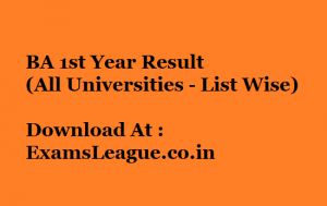 BA 1st Year Result 2026 BA Part 1 Result Date Name Wise Regular/Private