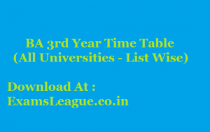 BA 3rd Year Time Table 2026 BA Part - III Date Sheet (All Universities) PDF